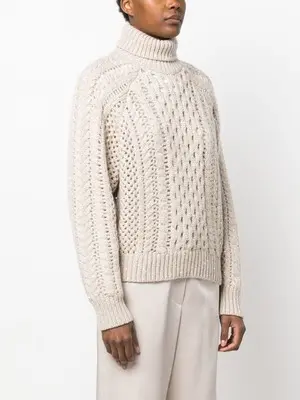 Brunello Cucinelli High-neck Crochet-knit Jumper
