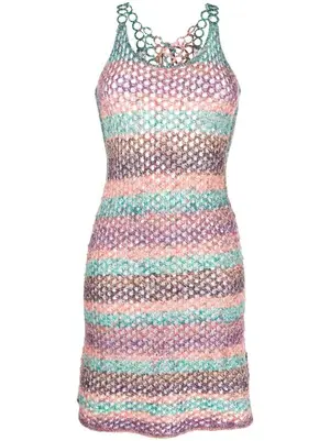 Chloé Crochet-knit Wool Minidress - Green
