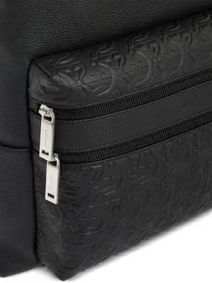 FERRAGAMO Embossed-logo Leather Backpack - Black