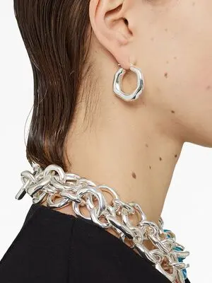 JIL SANDER Sculpted Hoop Earrings - Silver