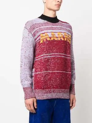 Marni Intarsia-knit Logo Virgin Wool Sweater