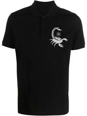 Philipp Plein Scorpion-print Polo Shirt - Black