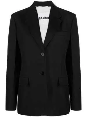 JIL SANDER Single-breasted Cotton Blazer - Black