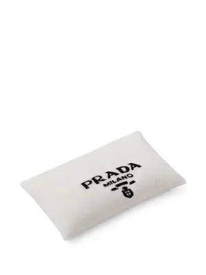 Prada Embroidered Logo Sheepskin Cushion
