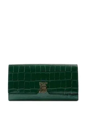Burberry Embossed Crocodile-effect Leather Wallet