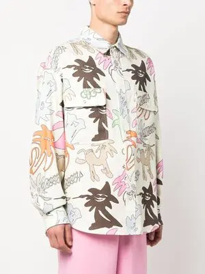 Palm Angels Graphic-print Long-sleeve Shirt