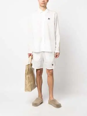 Palm Angels Pa Monogram-print Linen Shirt - White
