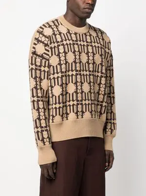 Palm Angels Jacquard Sweater - Neutrals