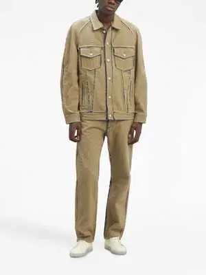 Palm Angels Logo-patch Ripstop Denim Jacket - Brown