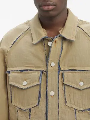 Palm Angels Logo-patch Ripstop Denim Jacket - Brown