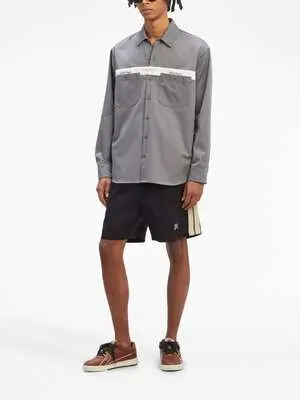 Palm Angels Monogram-embroidered Striped Shorts - Black