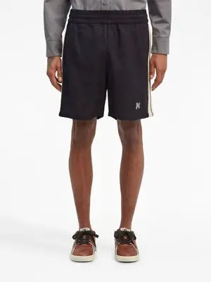Palm Angels Monogram-embroidered Striped Shorts - Black