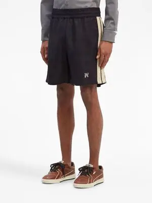 Palm Angels Monogram-embroidered Striped Shorts - Black
