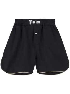 Palm Angels Logo-patch Cotton Boxer Shorts - Black