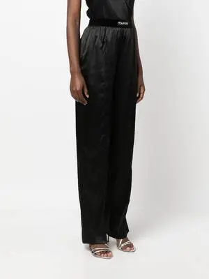 TOM FORD High-waisted Silk Trousers - Black