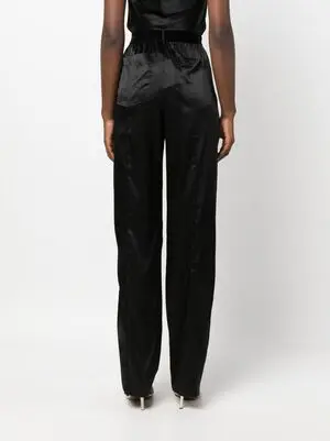 TOM FORD High-waisted Silk Trousers - Black
