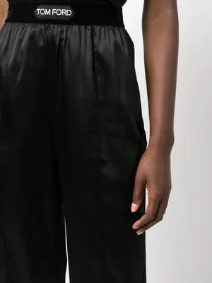 TOM FORD High-waisted Silk Trousers - Black