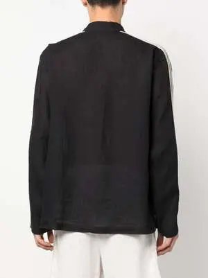 Palm Angels Pa Monogram-print Linen Shirt - Black