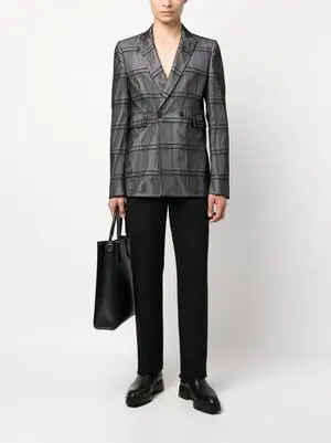 SAPIO Plaid-check Print Cotton Blazer