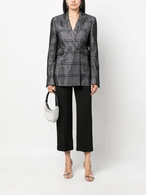 SAPIO Plaid-check Print Cotton Blazer