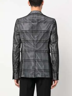 SAPIO Plaid-check Print Cotton Blazer