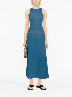 GANNI Metallic Ribbed Midi Dress