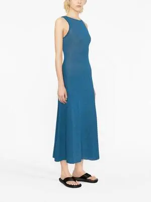 GANNI Metallic Ribbed Midi Dress