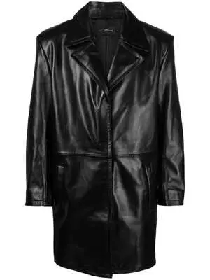 MANOKHI Single-breasted Leather Overcoat