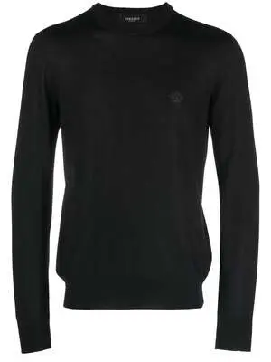 Versace Embroidered Wool-blend Jumper - Black