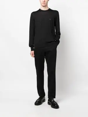 Versace Embroidered Wool-blend Jumper - Black