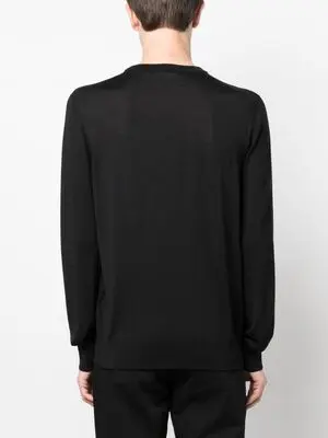 Versace Embroidered Wool-blend Jumper - Black