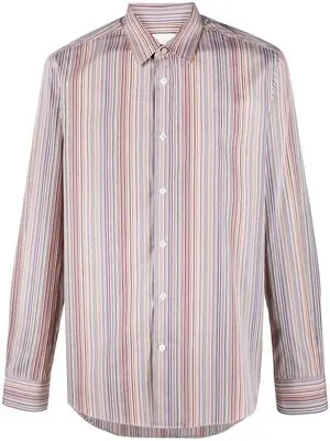 Paul Smith Striped Pointed-collar Cotton Shirt - Neutrals