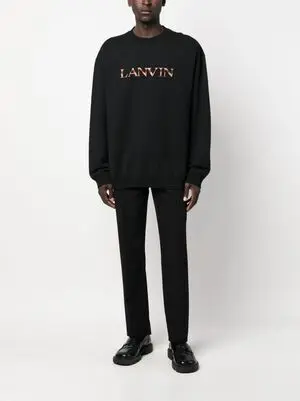 LANVIN Embroidered Logo Crewneck Sweatshirt - Blue