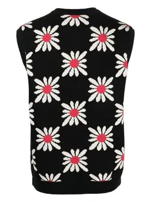 AWAKE NY Floral-print Knitted Vest - Black