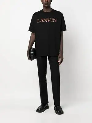 LANVIN Curb Logo-embroidered Cotton T-shirt - Black