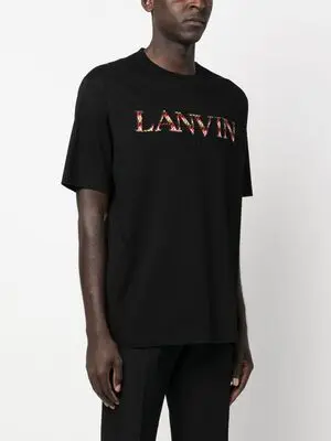 LANVIN Curb Logo-embroidered Cotton T-shirt - Black