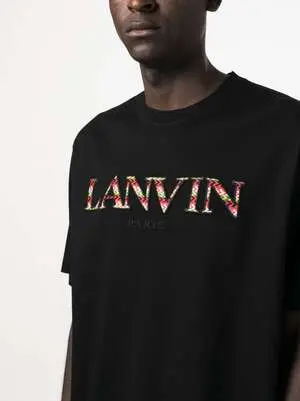 LANVIN Curb Logo-embroidered Cotton T-shirt - Black