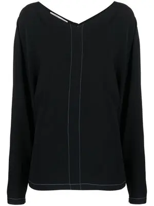 Stella McCartney Stitched V-neck Blouse - Black