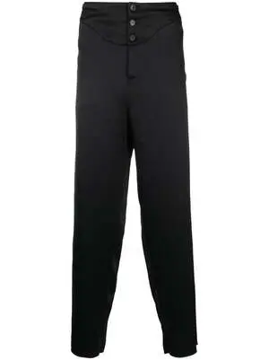 Saint Laurent Buttoned Tapered Trousers - Black