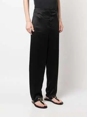 Saint Laurent Buttoned Tapered Trousers - Black