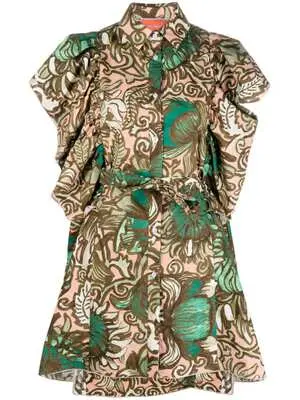 La DoubleJ Graphic Print Ruffle Detail Cotton Dress