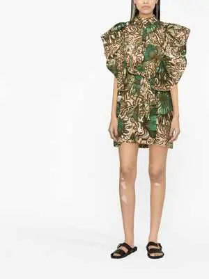 La DoubleJ Graphic Print Ruffle Detail Cotton Dress