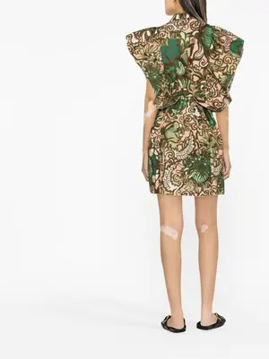 La DoubleJ Graphic Print Ruffle Detail Cotton Dress