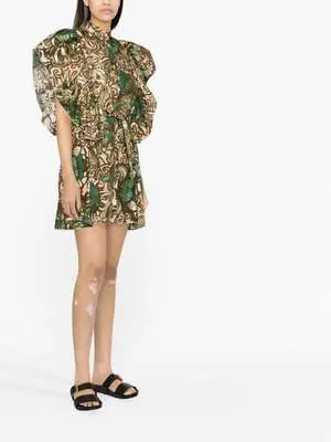 La DoubleJ Graphic Print Ruffle Detail Cotton Dress