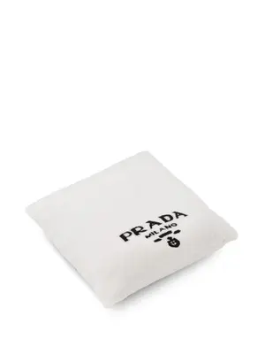 Prada Embroidered-logo Sheepskin Cushion
