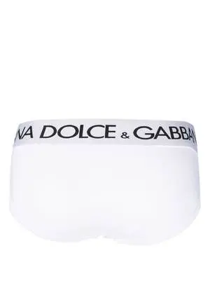Dolce & Gabbana Logo-waistband Stretch Briefs - White