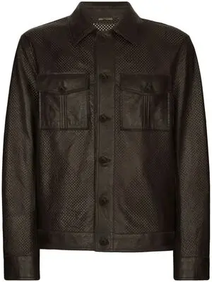 Dolce & Gabbana Perforated Leather Shirt Jacket
