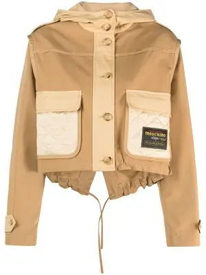 Moschino Cropped Hooded Jacket - Neutrals