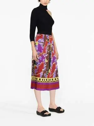 Versace Chain-print Plissé Midi Skirt