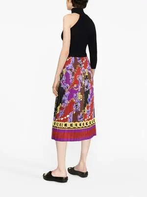 Versace Chain-print Plissé Midi Skirt